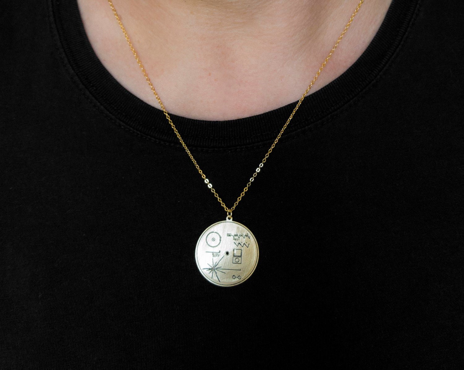 Voyager Golden Record Necklace Science Jewelry Nasa Space Etsy