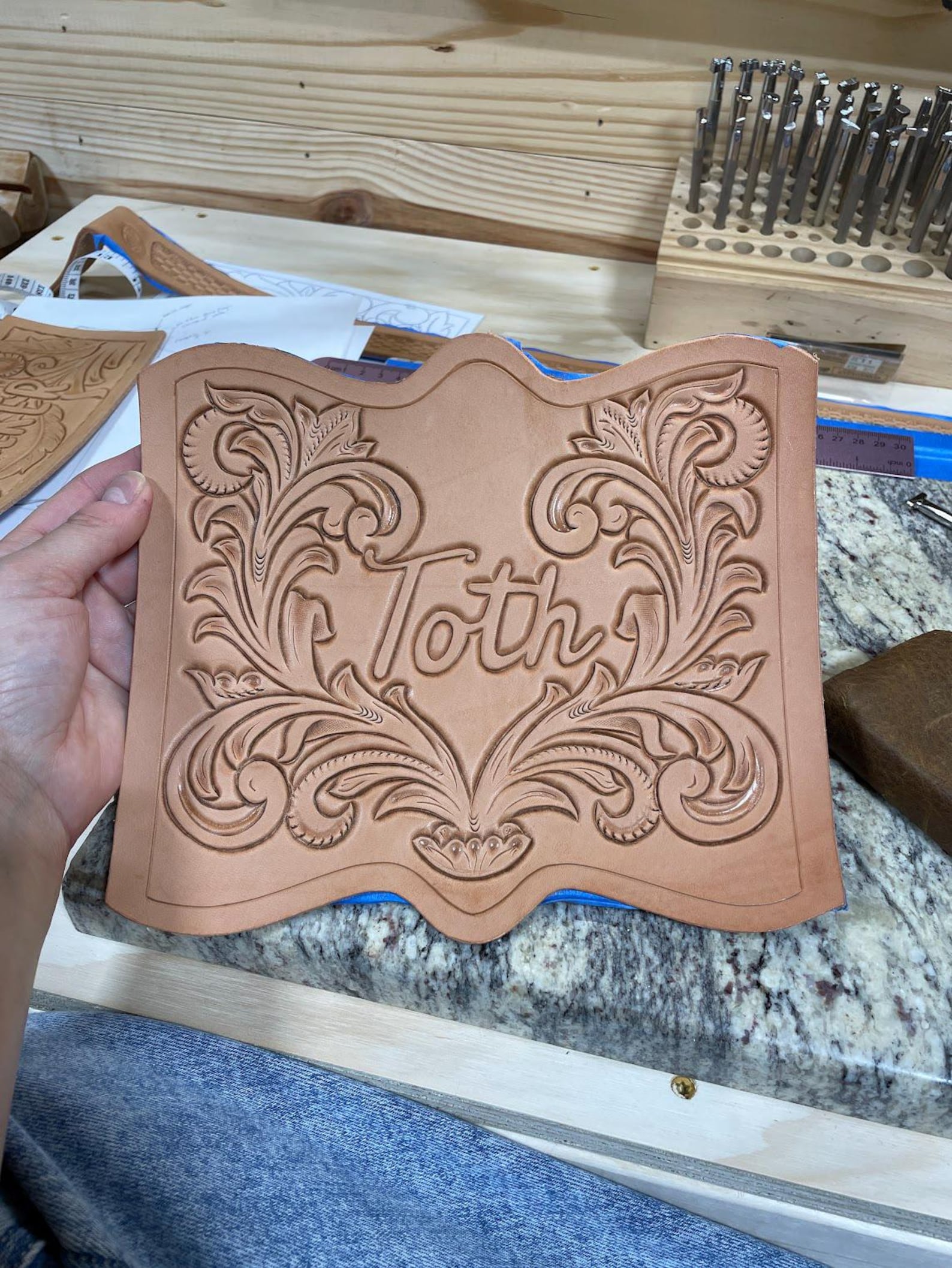 Scroll and Flower Bouquet Wrap Leather Tooling Pattern - Etsy