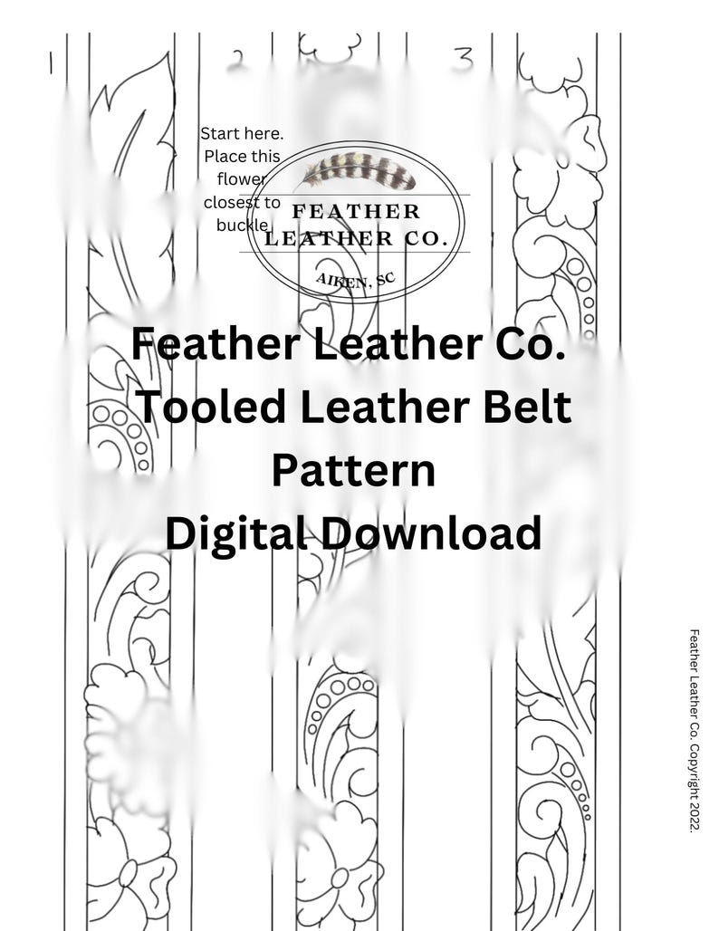 New Design! Feather and Flower Belt Pattern- 1.5" Belt With *free Tips ...