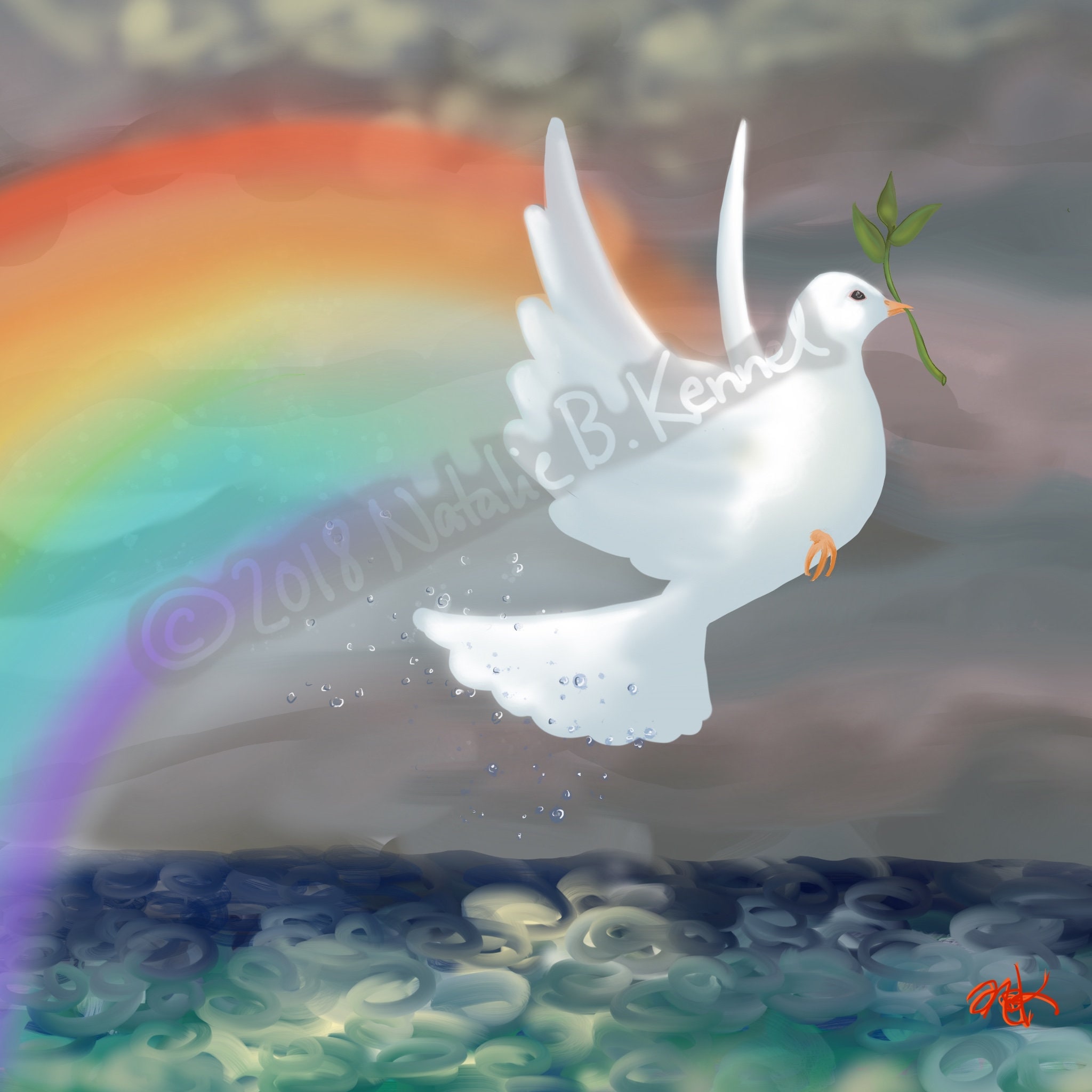 Dove of Peace and Hope Noah Bible Story Original Art Stock Image ...