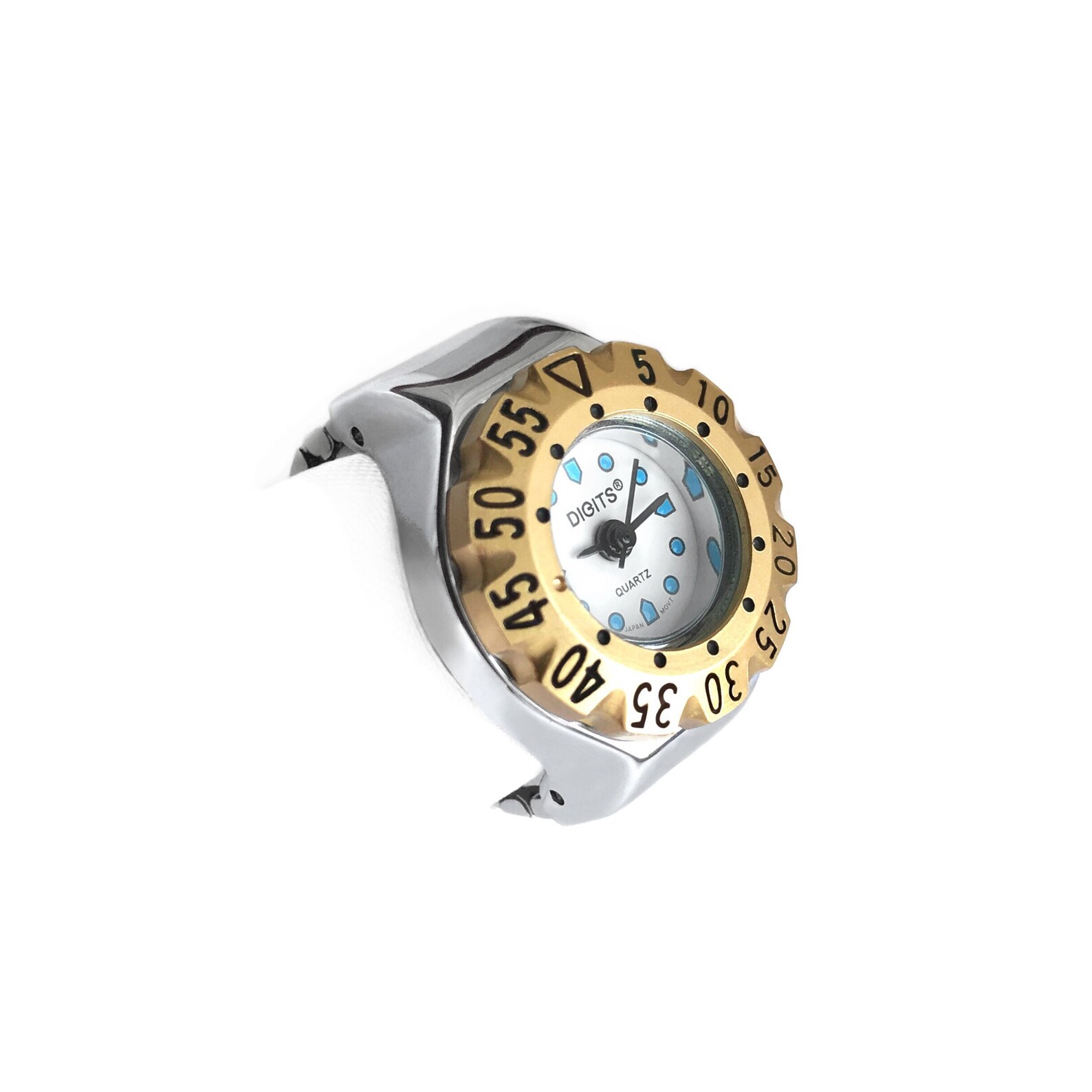 Silver Diver Ring Watch With Gold Bezel - Etsy