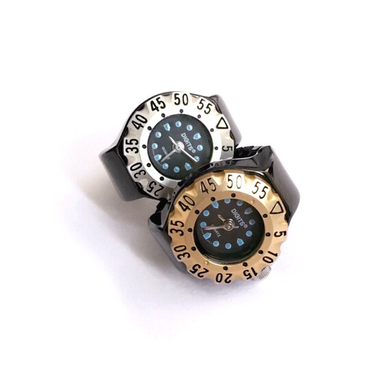 Lunar Diver Ring Watch in Chrome with Silver Bezel - Gem