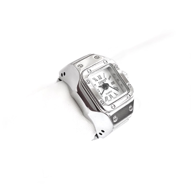 Stellar Silver Ring Watch With Square Dial - Etsy