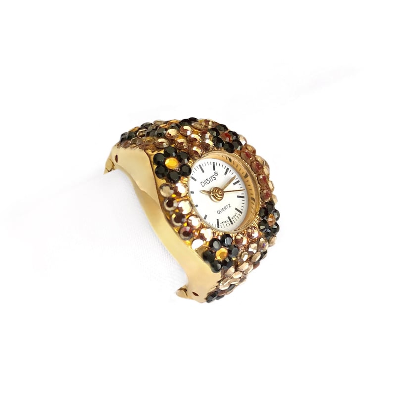 Cheetah Ring Watch With Crystals - Etsy