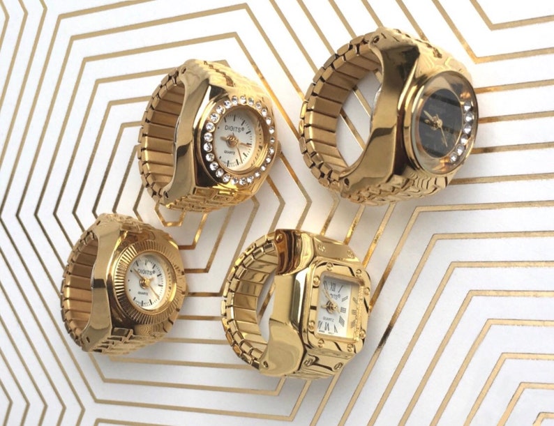 Stellar Gold Ring Watch With Round Dial - Etsy