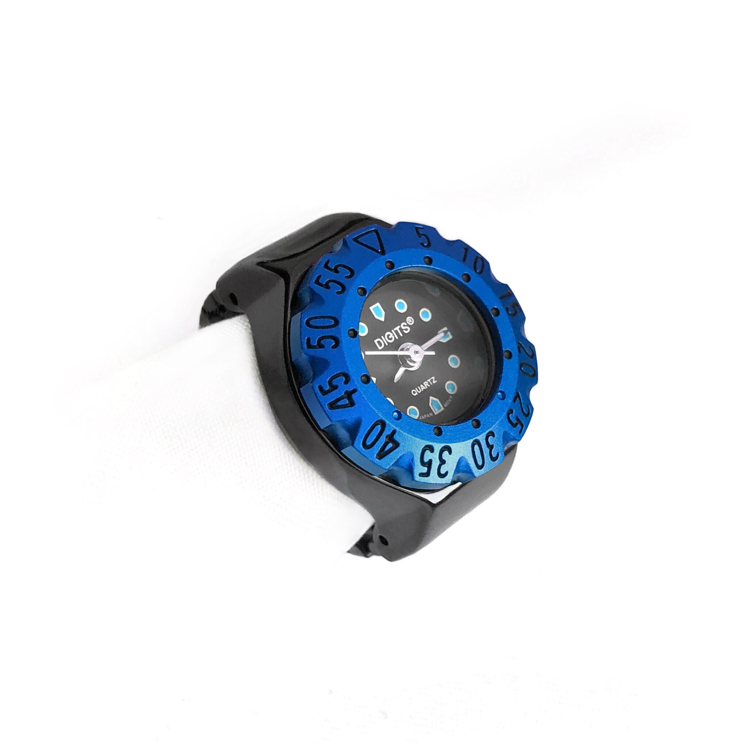 Lunar Diver Ring Watch in Chrome With Blue Bezel - Etsy