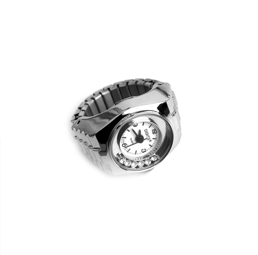 Stellar Silver Floating Crystals Ring Watch - Etsy