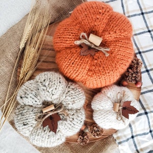 Knit Pumpkins, Pumpkin Decoration, Thanksgiving Decorations, Harvest ...