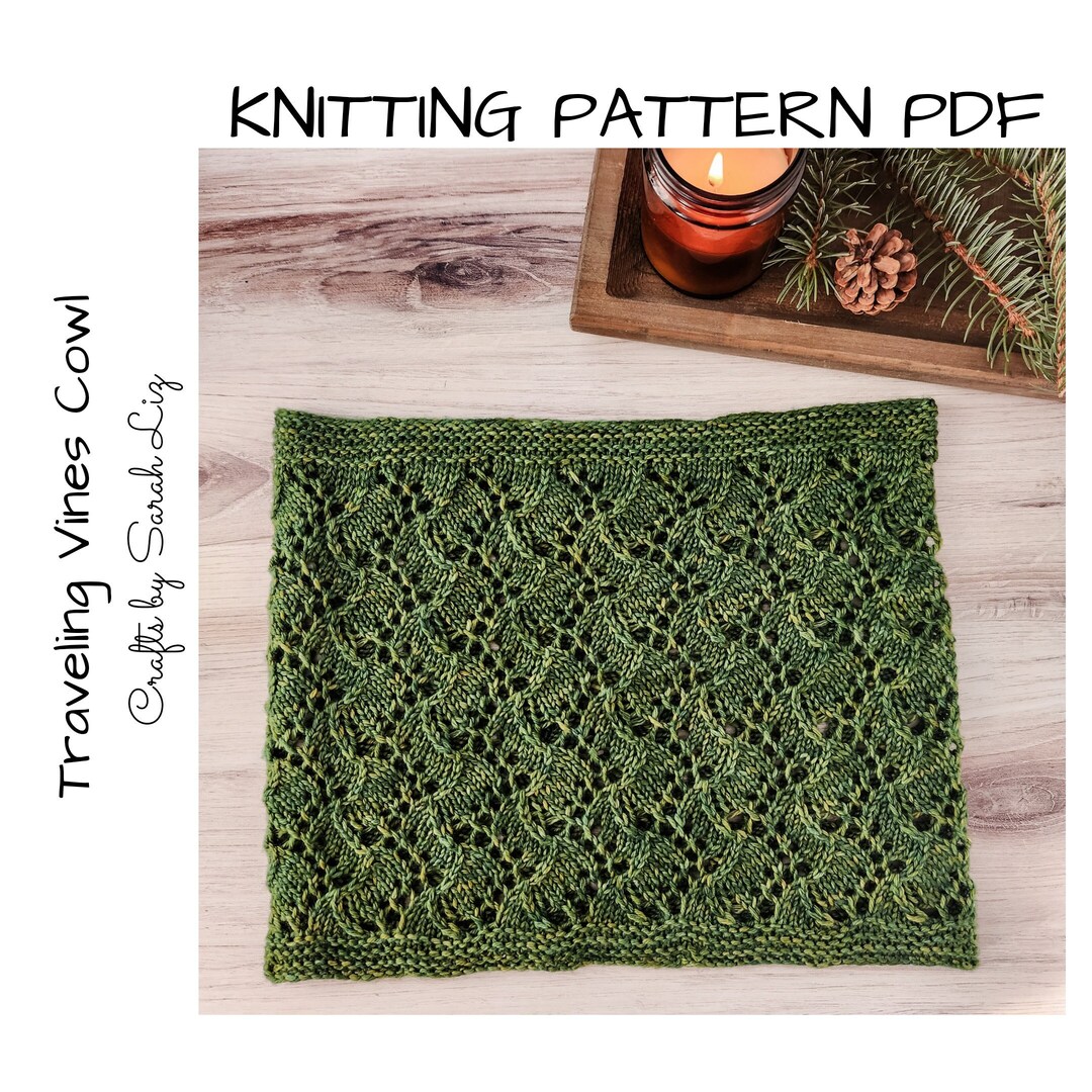 KNITTING PATTERN - Traveling Vines Cowl, Lace Knit Cowl Pattern, Women ...