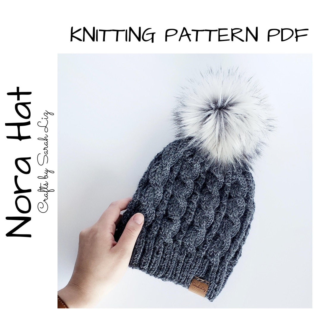 KNITTING PATTERN - Nora Hat, Cable Knit Hat Pattern, Women's Knit Hat ...