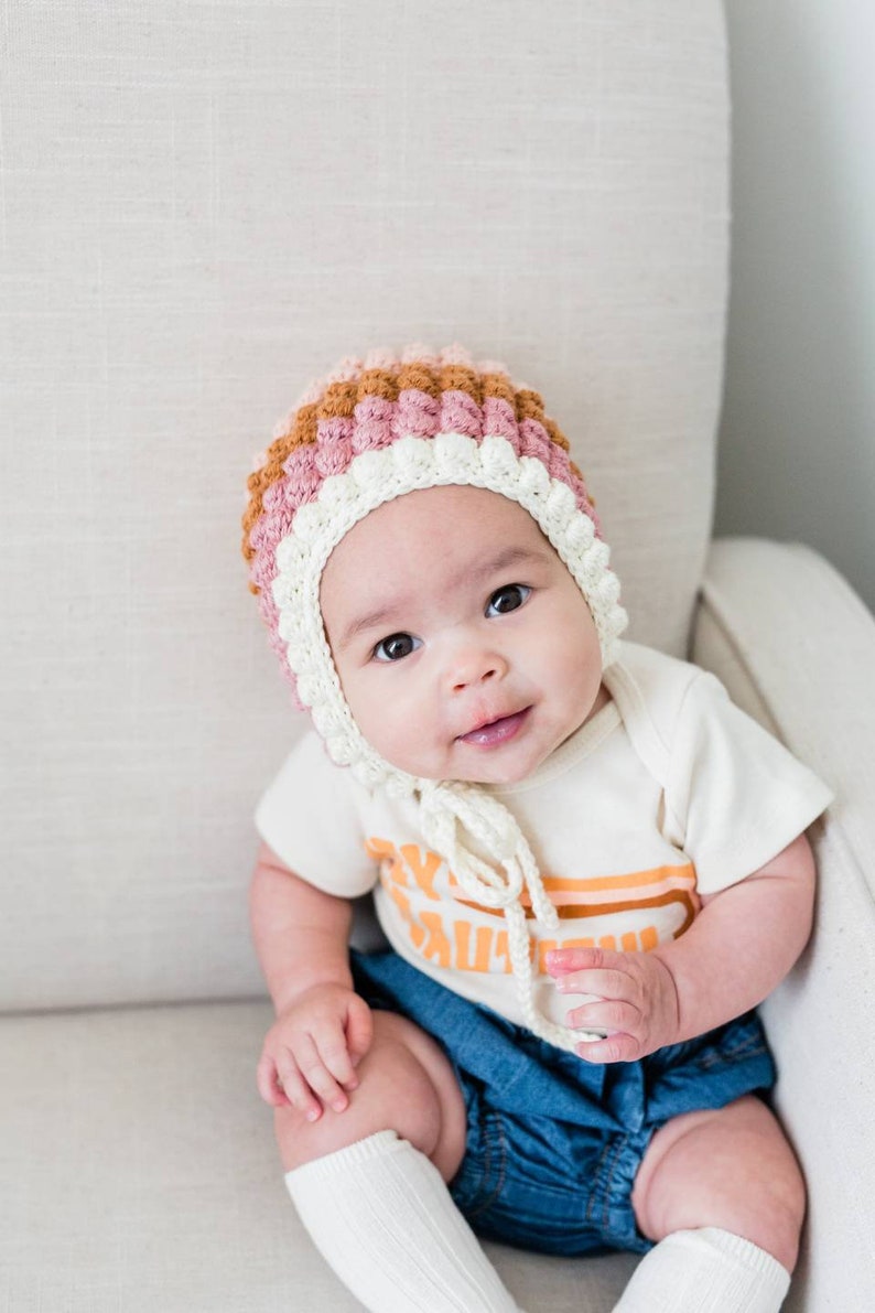 Rainbow Baby Bonnet Crochet Baby Bonnet Cotton Baby Bonnet - Etsy