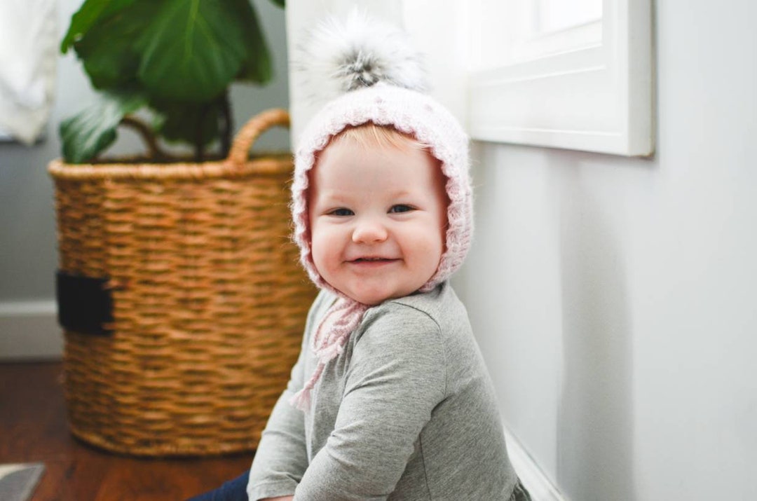 Knit Pixie Bonnet, Kids Pixie Bonnet, Baby Pixie Bonnet, Furry Pom ...