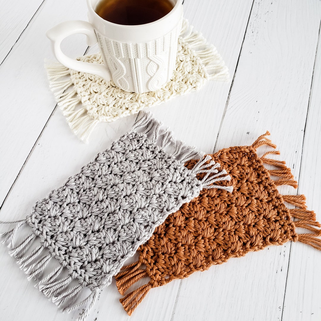 Crochet Mug Rug, Crochet Coaster, Boho Coaster, Mug Rug With Fringe ...