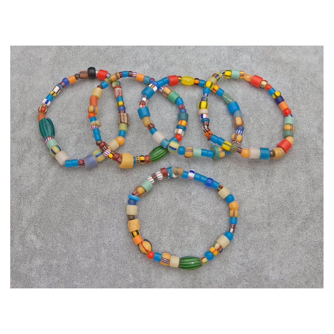 Colorful African Trade Bead Jewelry Set, Bracelets, Anklets, Hand ...