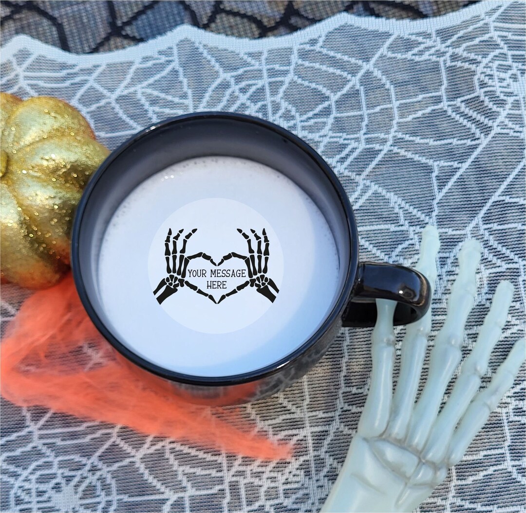 Halloween Edible Drink Toppers, Wafer Paper, Skeleton Heart Hands - Etsy