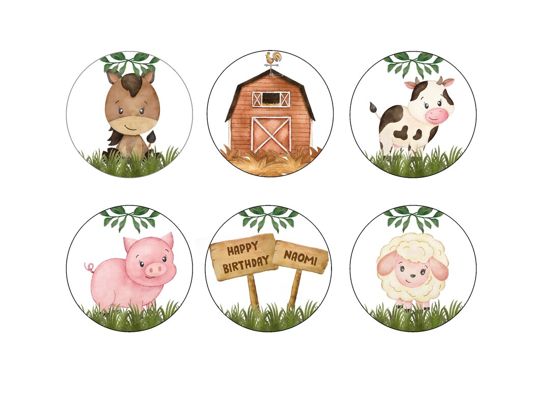 Cute Baby Farm Animals - Edible Images - for Boys - Cookies - Cupcake ...