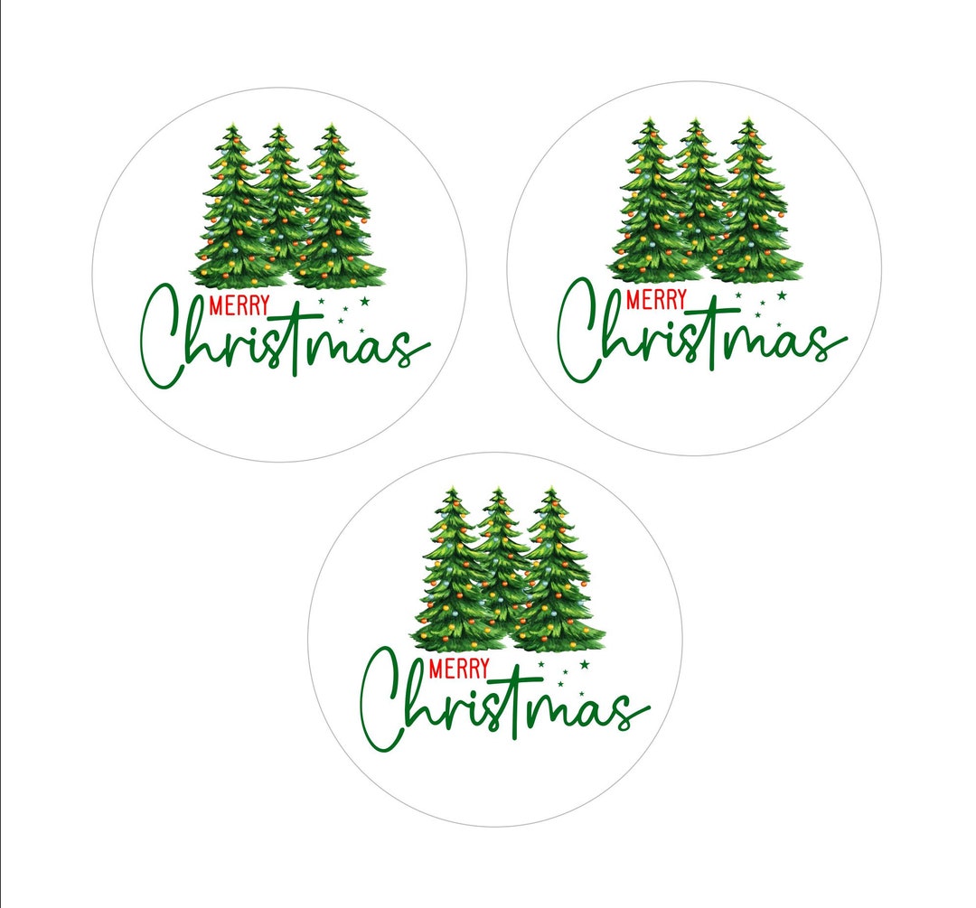 Merry Christmas Edible Cupcake Topper - Trees - Icing Sheet - Edible ...