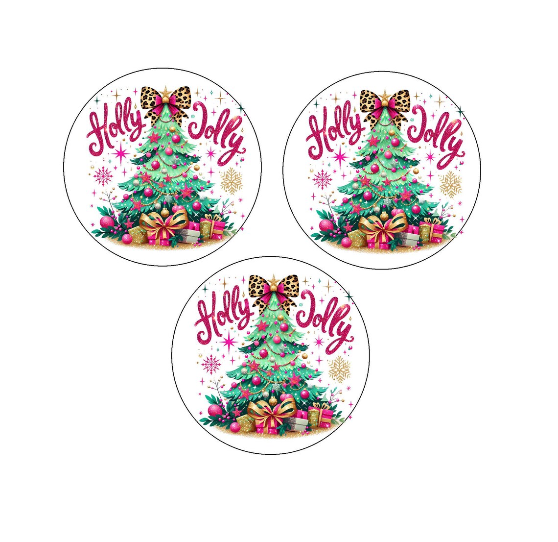 Holly Jolly Christmas Edible Cupcake Topper - Icing Sheet - Edible ...