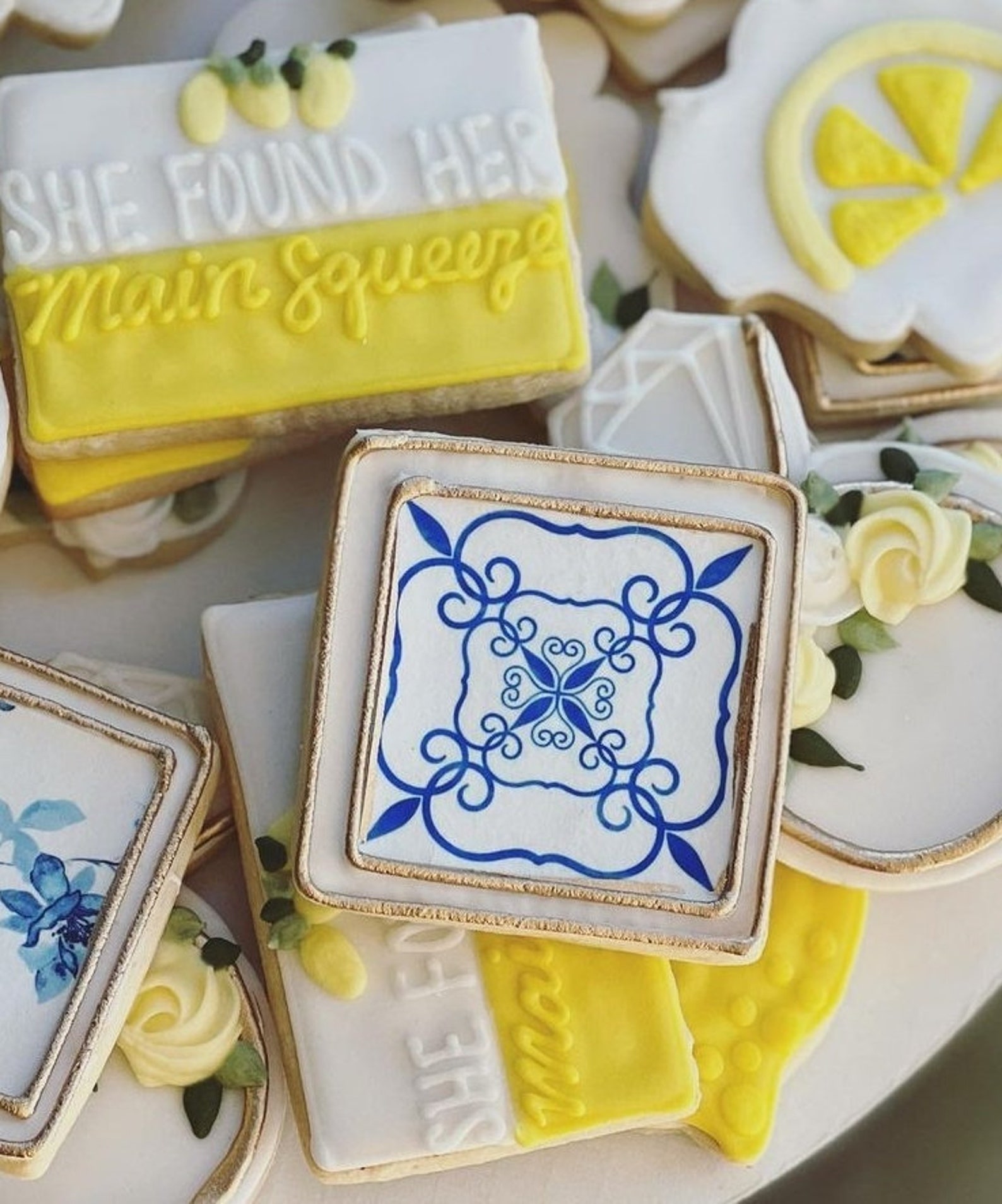 Blue Tile Edible Images for Cookies Perfect for Weddings and Bridal ...