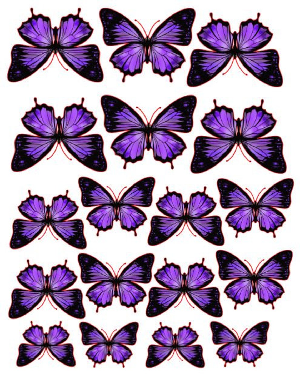 Edible Butterflies Made With Wafer Paper Black And Purple Item Etsy