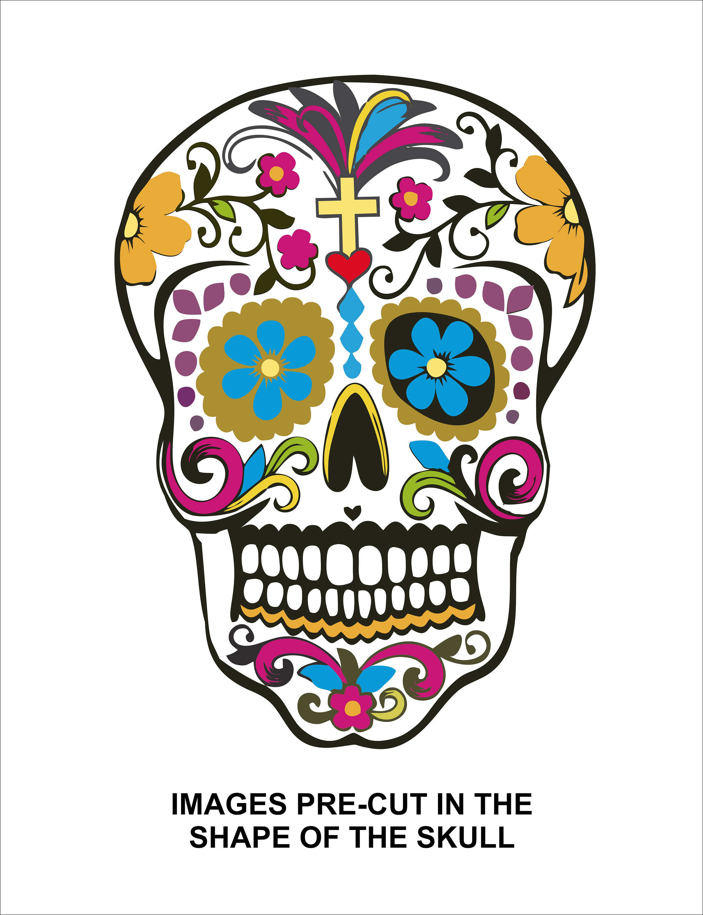 Sugar Skull Pre-cut in Shape of the Skull, Sugar Skull Edible Image ...