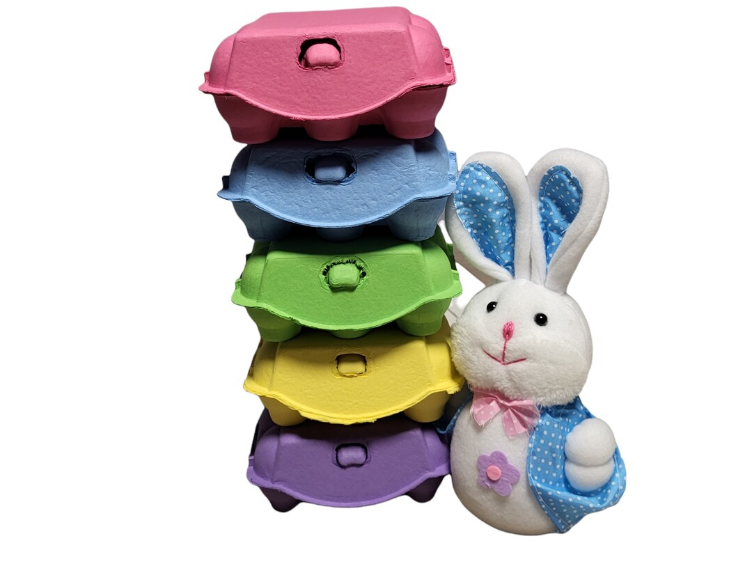 Bright Pretty Color Mini Egg Cartons Easter PYO Blank Top 3 x 3 Label ...