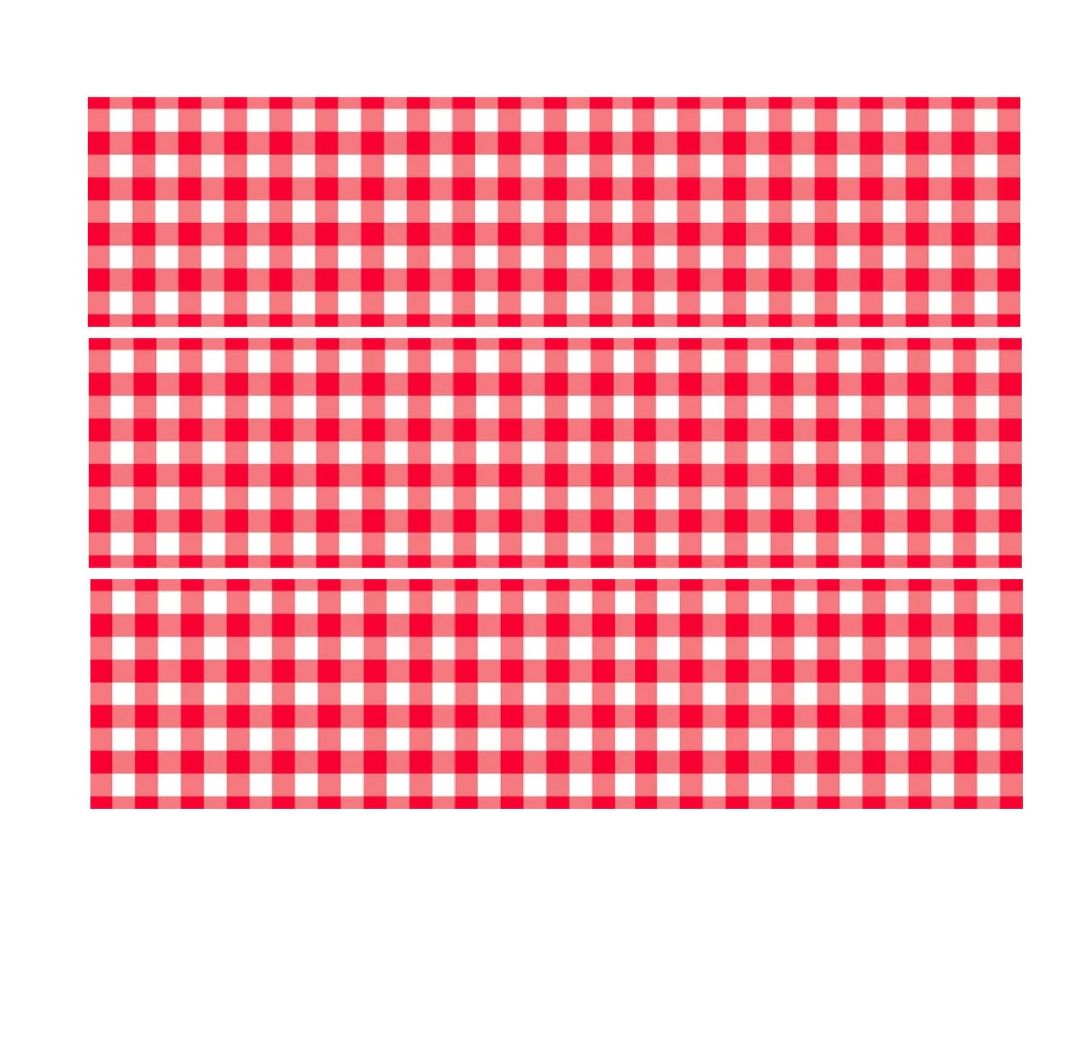 Red & White Gingham Edible Image Cake Strips Pre-cut - Birthday Toppers ...