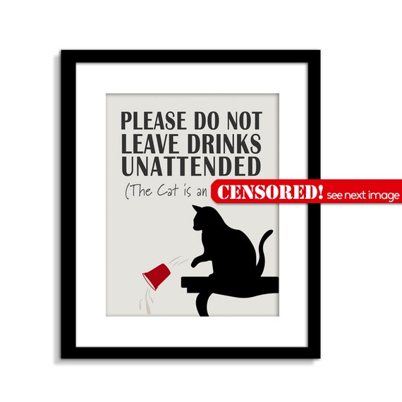 Cat Is An Ahole Cat Sign Funny Cat Wall Art Cat Decor Etsy