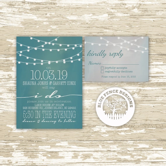 Digital String Light wedding invitation modern strings of | Etsy