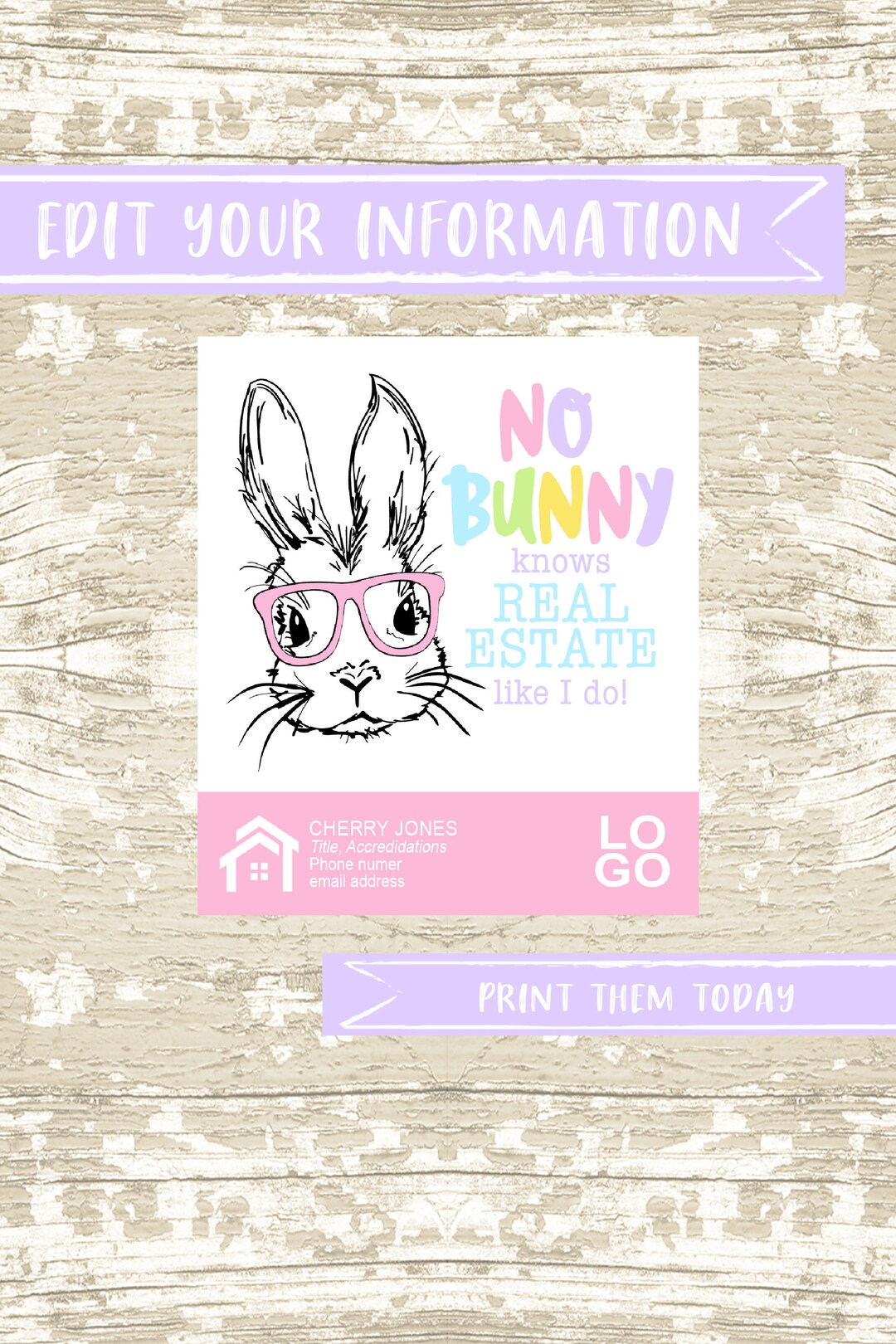 EASTER BUNNY Spring Pop by Tags, Referral Real Estate Printable Tag ...