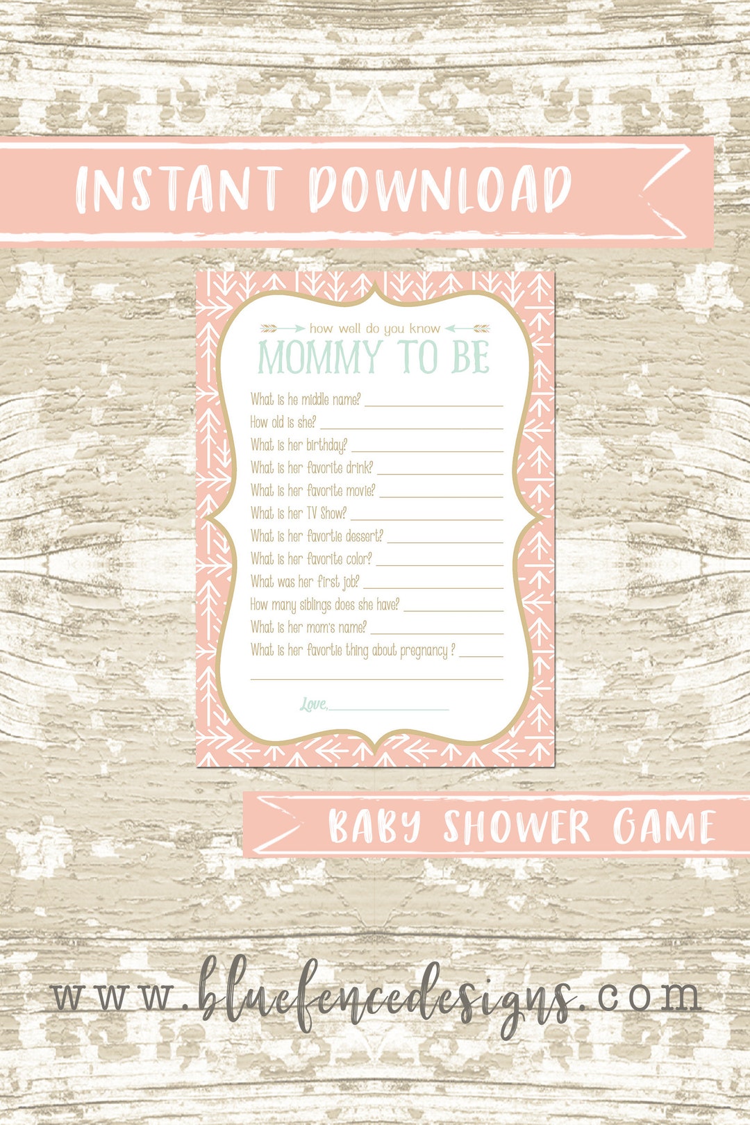 INSTANT DOWNLOAD How Well Do You Know Mommy Girl Baby Shower Game, Baby ...