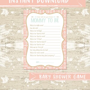 INSTANT DOWNLOAD How Well Do You Know Mommy Girl Baby Shower Game, Baby ...