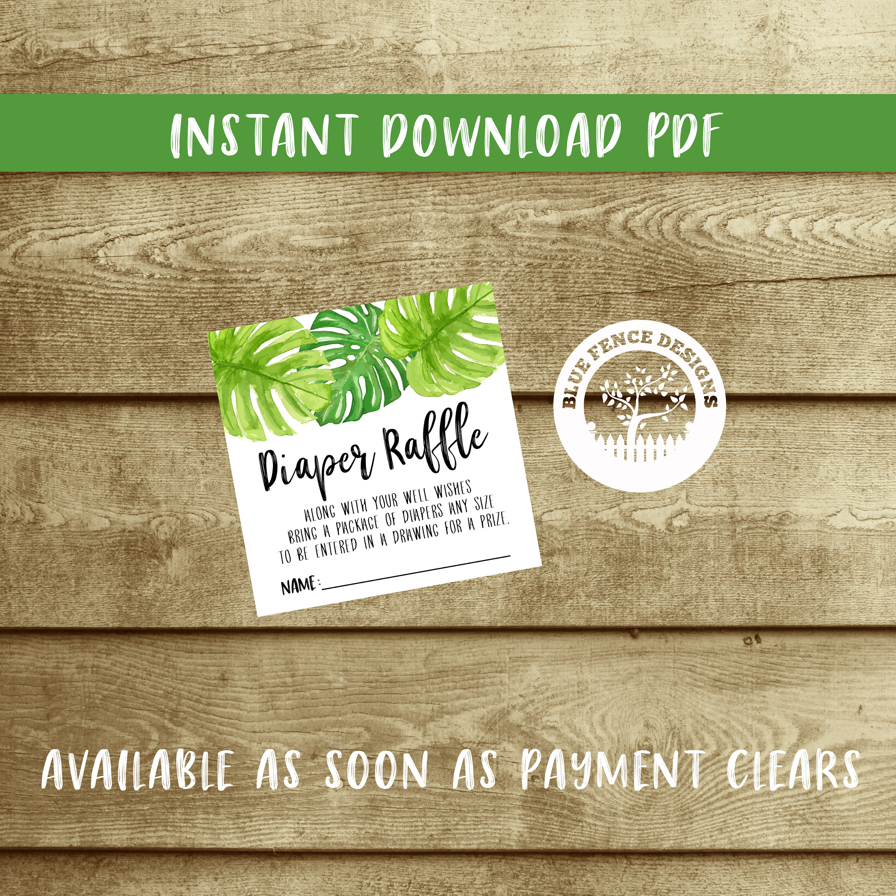 Tropical Diaper Raffle Ticket, INSTANT DOWNLOAD, Flamingo Baby Shower ...