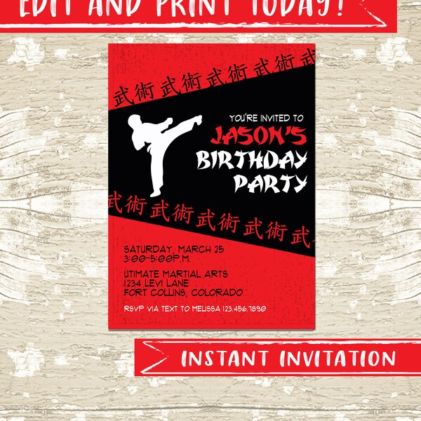 Karate Invitation - Etsy