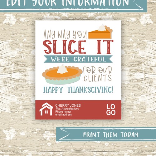 Thanksgiving Pie Pop by Tags Fall Real Estate Referral - Etsy