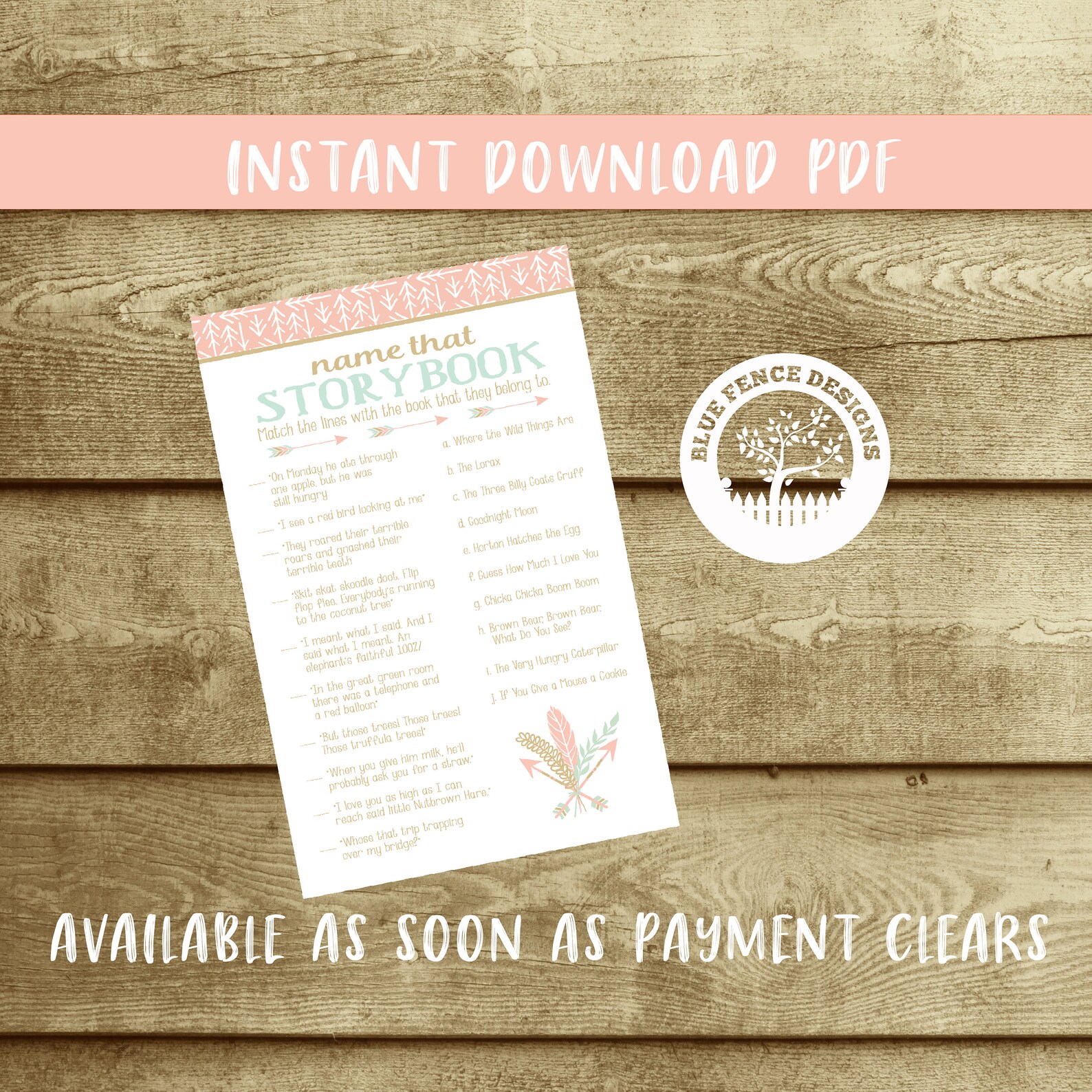 INSTANT DOWNLOAD Name That Storybook Baby Shower Game | Etsy