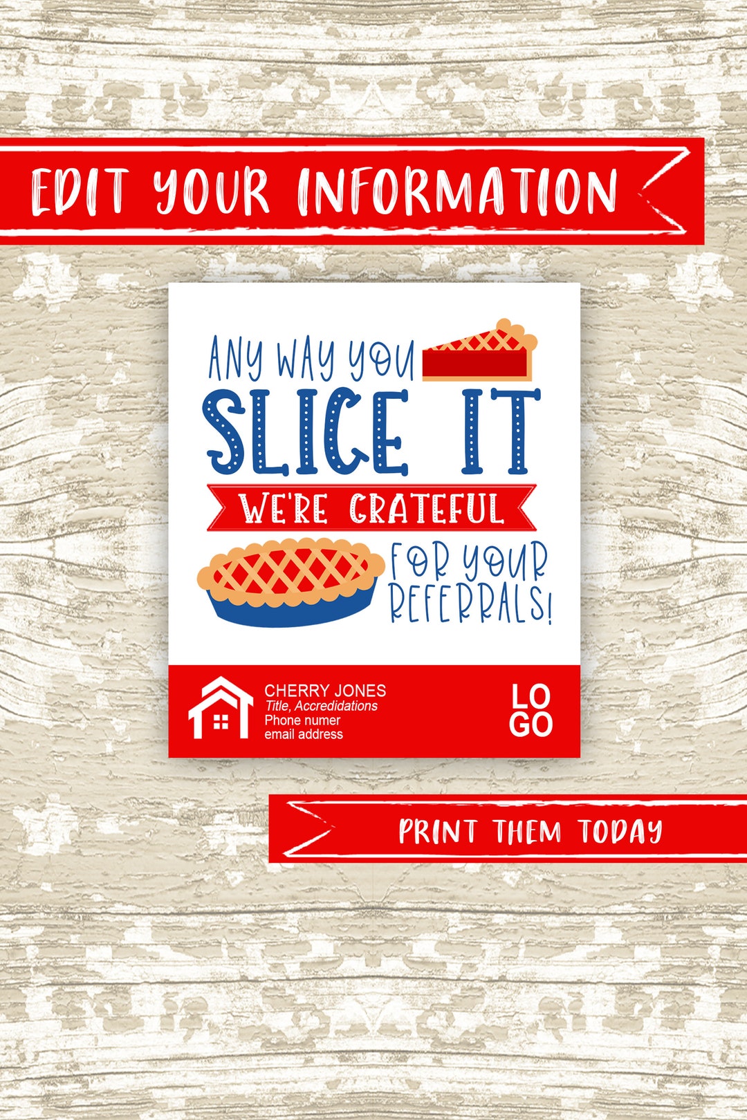 Realtorsummer Pie Pop by Tags, Referral Real Estate Printable Tag, Real ...