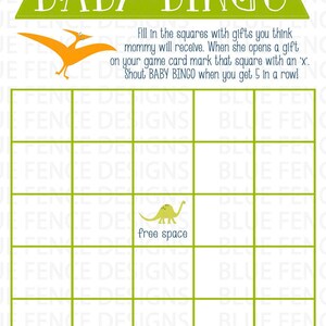 INSTANT DOWNLOAD Gift Bingo Card, Dinosaur Baby Shower, Party Games ...