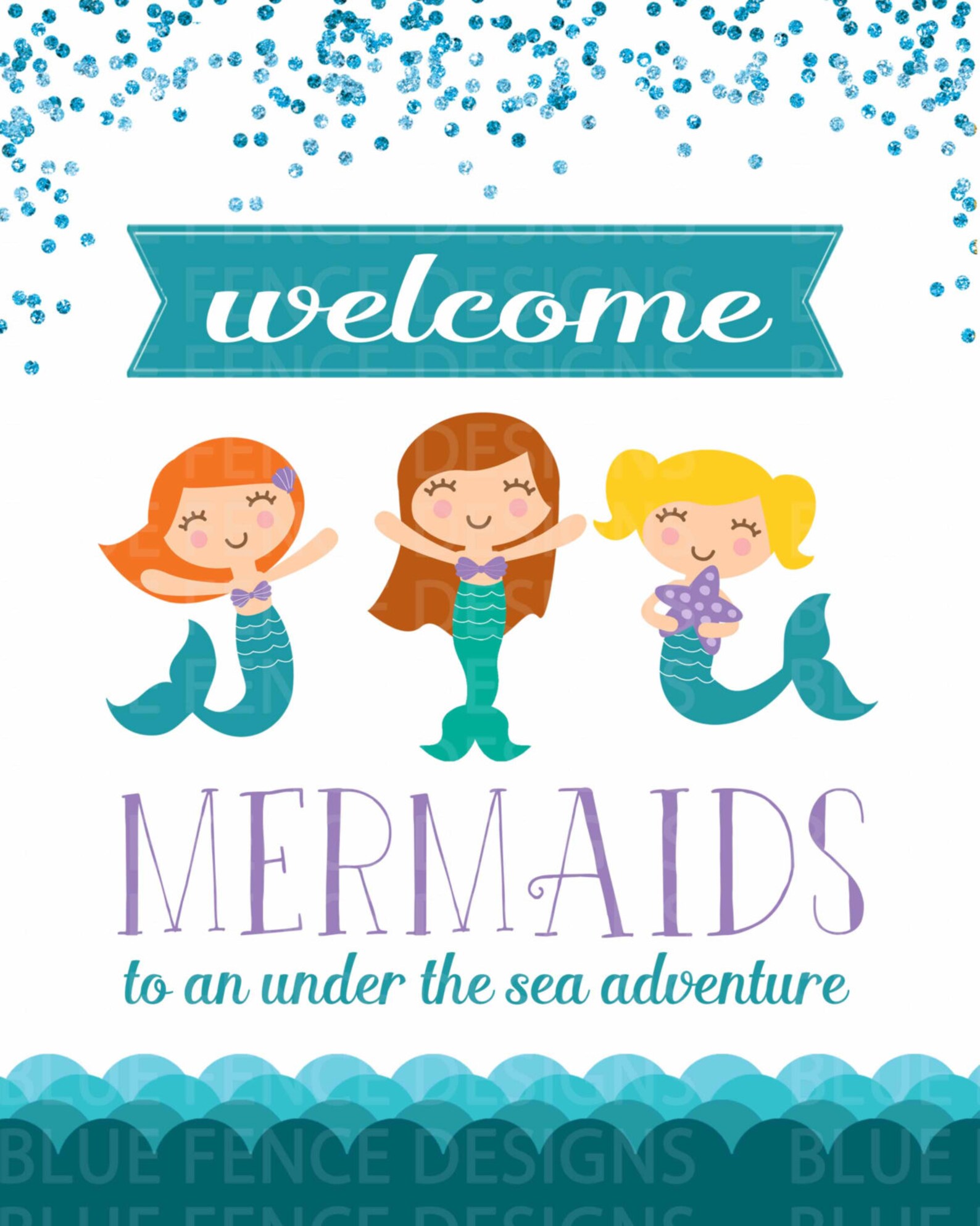 INSTANT DOWNLOAD Mermaid Birthday Party Welcome Sign | Etsy