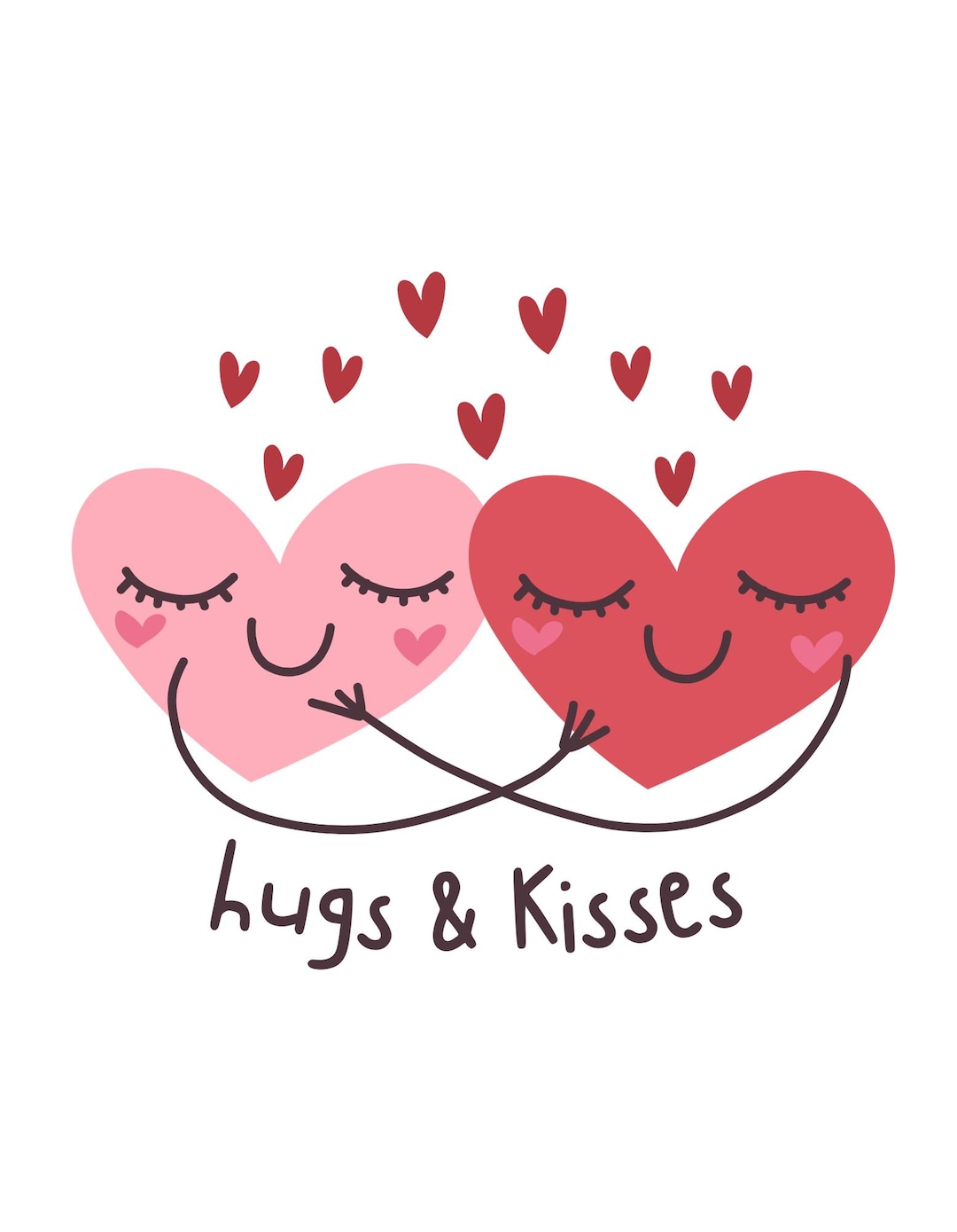 Hugs & Kisses SVG | Valentine's Day Heart Design | Cute Romantic ...