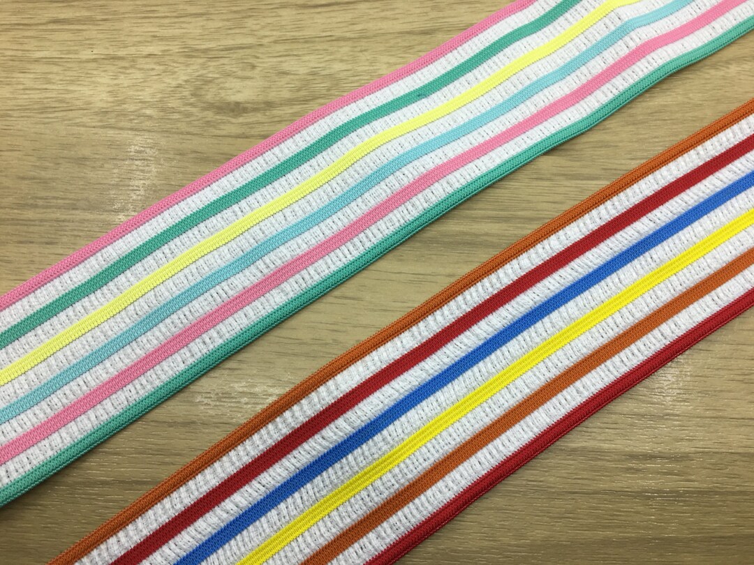 2" 50mm Wide Colorful Stripes Thin Elastic Band, Waistband Elastic ...