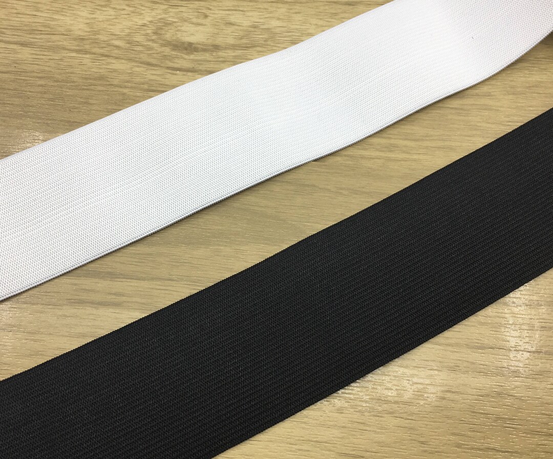 2 Inch (50mm) Heavy Stretch Black and White Knit Elastic Band ...