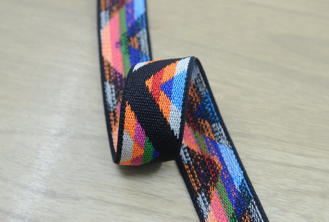 1 Inch 25mm Wide Elastic Band Jacquard Geometric Pattern - Etsy