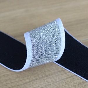 Black/silver Glitter Striped Elastic Band, 1.5 Inch Sewing Elastic - Etsy