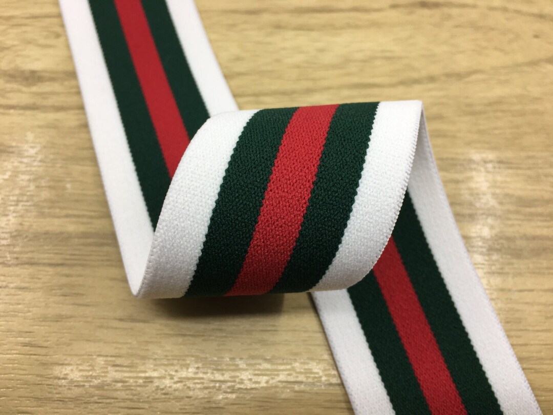 1.5 Inch 40mm Wide Elastic Band, White Green and Red Striped Elastic ...