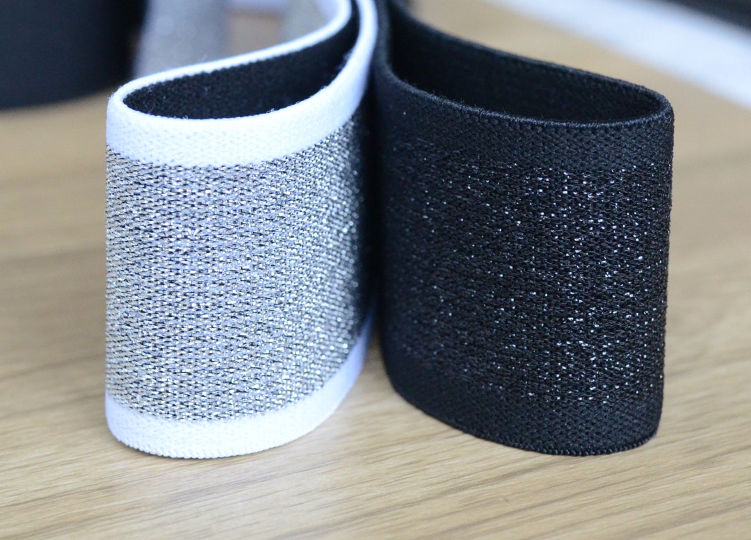 Black/silver Glitter Striped Elastic Band, 1.5 Inch Sewing Elastic - Etsy