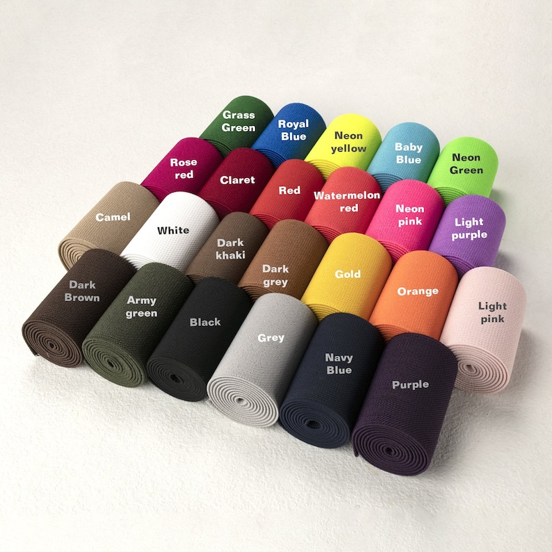 3 Inch (75mm) Wide Colored Double-side Twill Elastic Band // Waistband ...