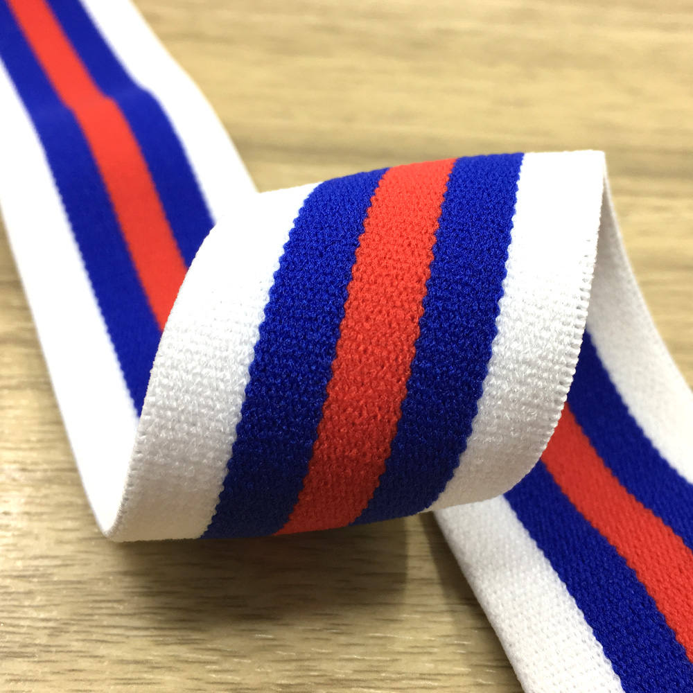 1.5 Inch 40mm Wide Elastic Band White Blue and Red Striped - Etsy
