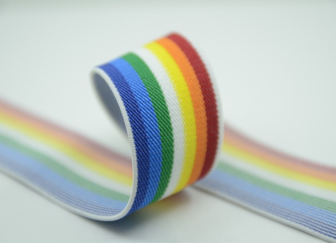 2 Inch 50mm Colored Striped Elastic, Rainbow Color Elastic,waistband ...