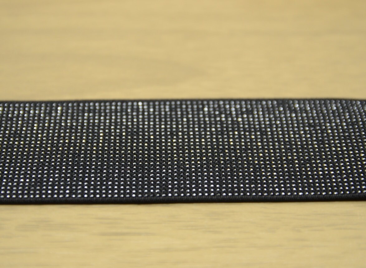 1.5 Inch 38mm Wide Silver Glitter Elastic Band, Elastic Trim, Black ...